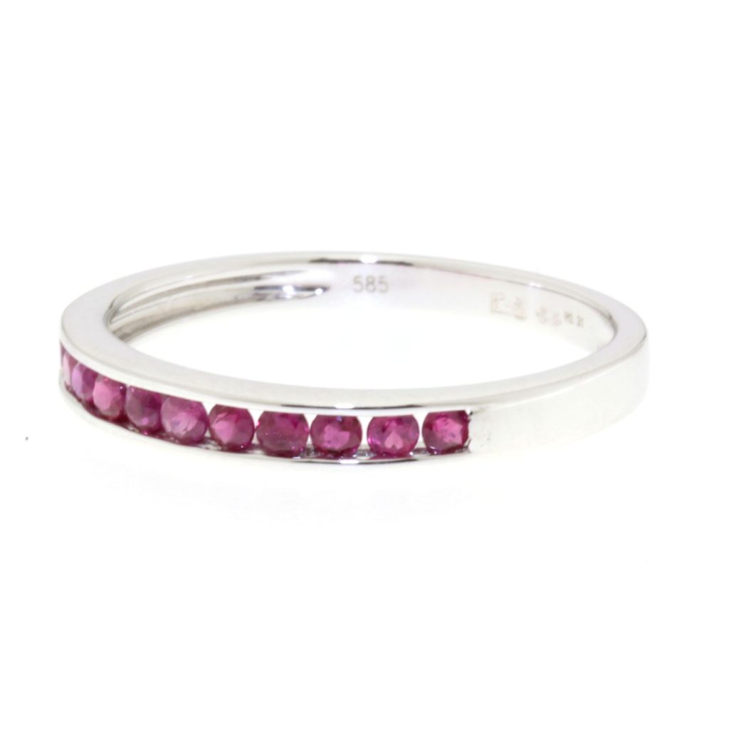 Robijn Rij Ring 11-0.31ct. 14krt Witgoud • Diamanten-winkel.nl